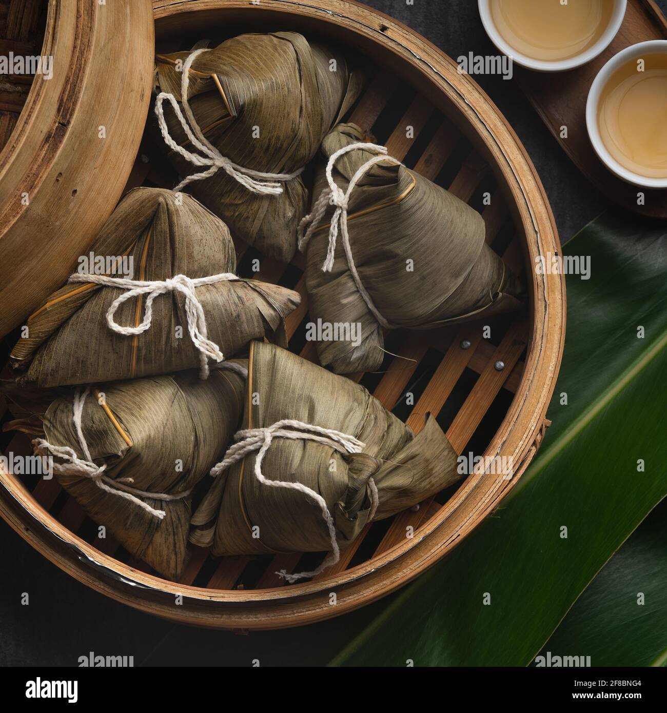 Zongzi rice dumpling top view for Chinese traditional Dragon Boat ...
