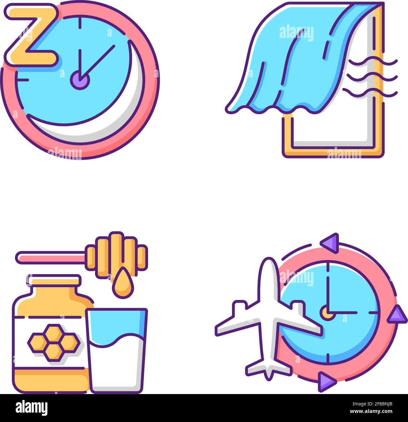 Recommendations to improve sleep RGB color icons set Stock Vector Image ...