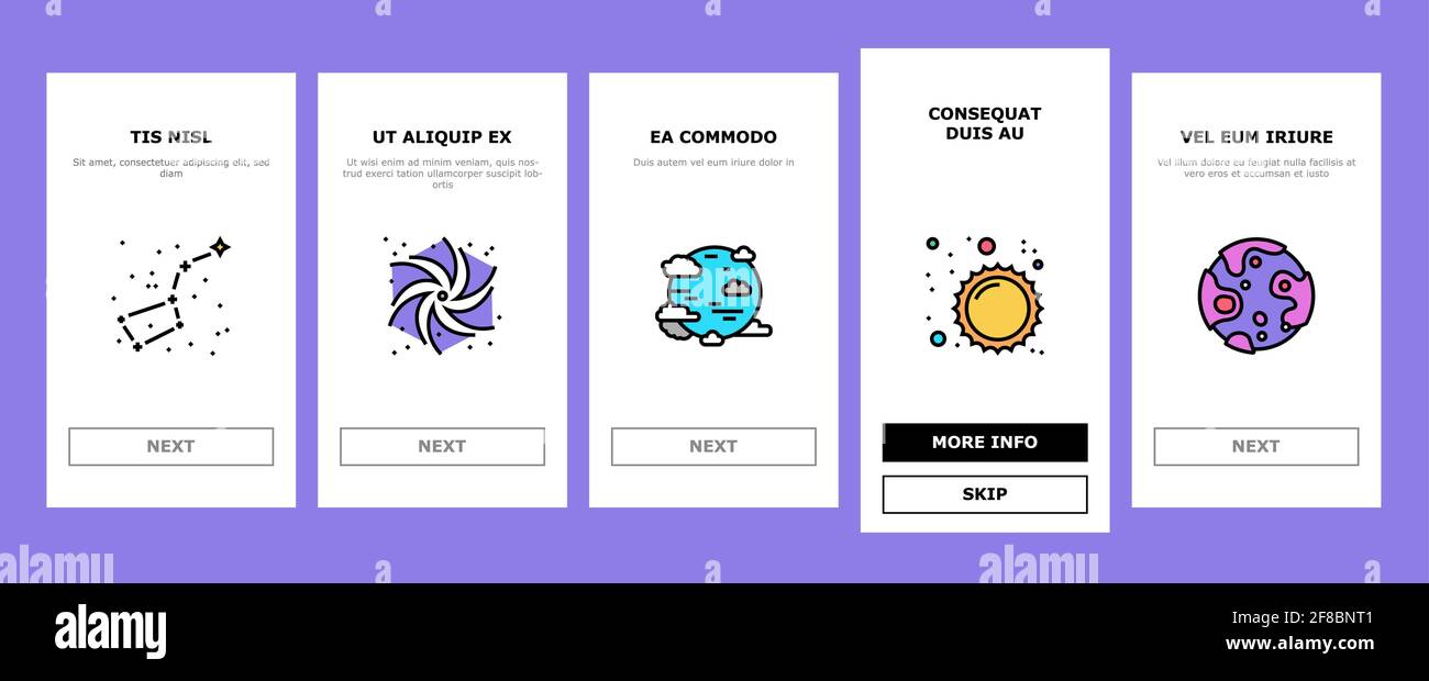 Galaxy System Space Onboarding Icons Set Vector Stock Vector Image ...