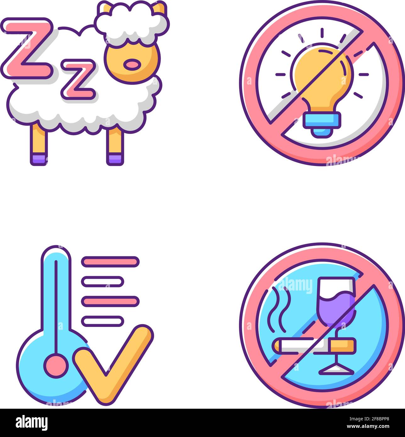 Sleep hygiene RGB color icons set Stock Vector Image & Art - Alamy