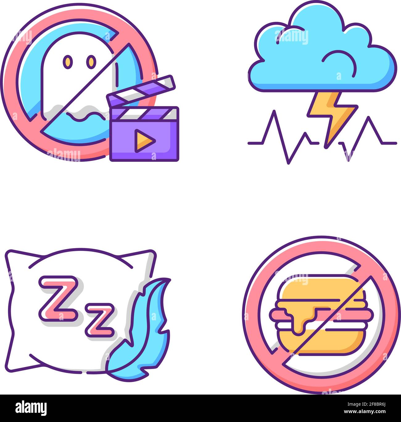 Causes for bad sleep RGB color icons set Stock Vector Image & Art - Alamy