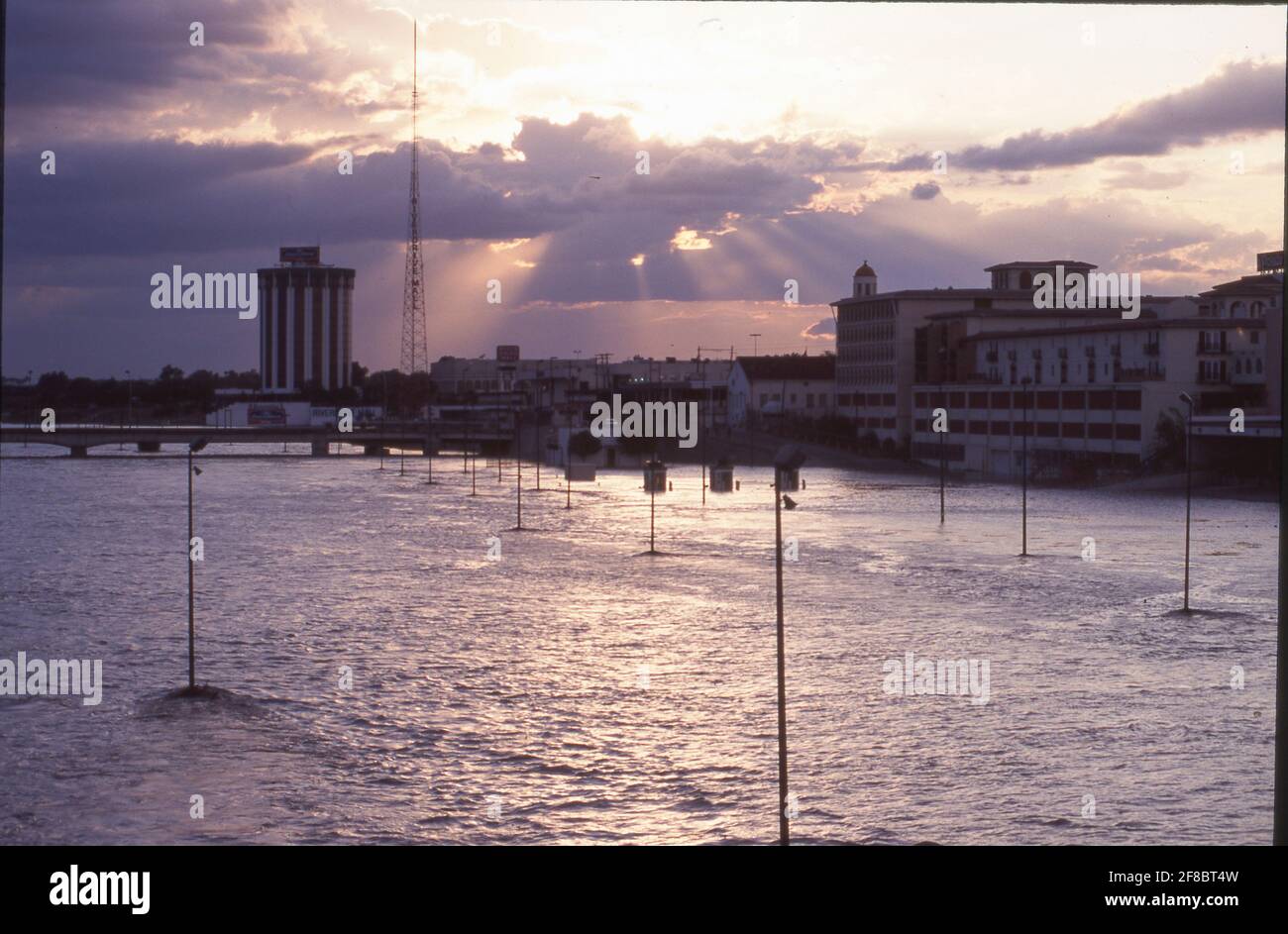 August 1998, Laredo TX USA: Flood waters surge through downtown Laredo ...