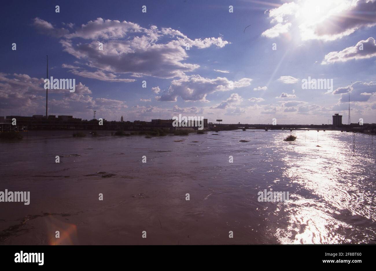 August 1998, Laredo TX USA: Flood waters surge through downtown Laredo ...
