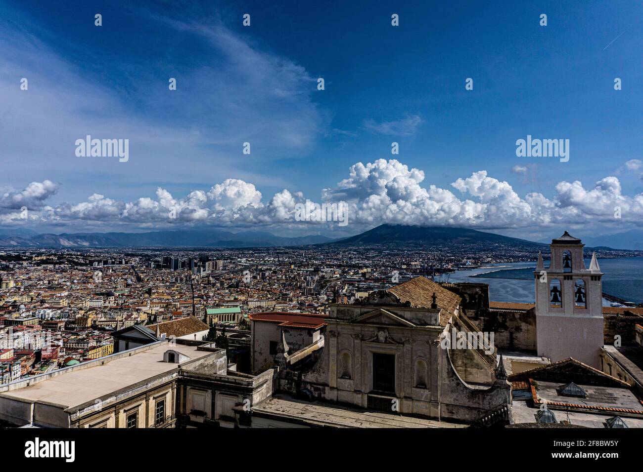 Naples Cityscape - Stunning panorama with the Mount Vesuvius Stock ...