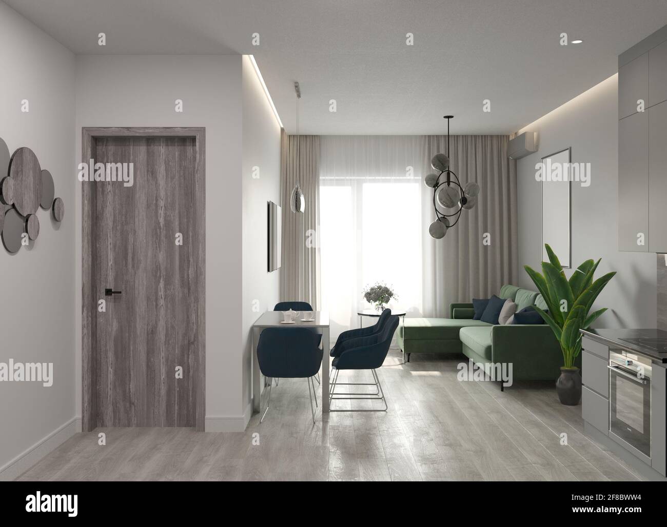 residential interior visualization, 3D illustration Stock Photo - Alamy