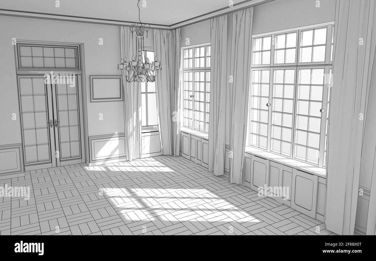 empty room, interior visualization, 3D illustration Stock Photo - Alamy
