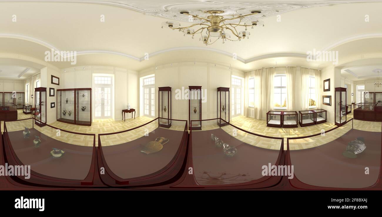spherical panorama of the interior, 3D illustration Stock Photo - Alamy