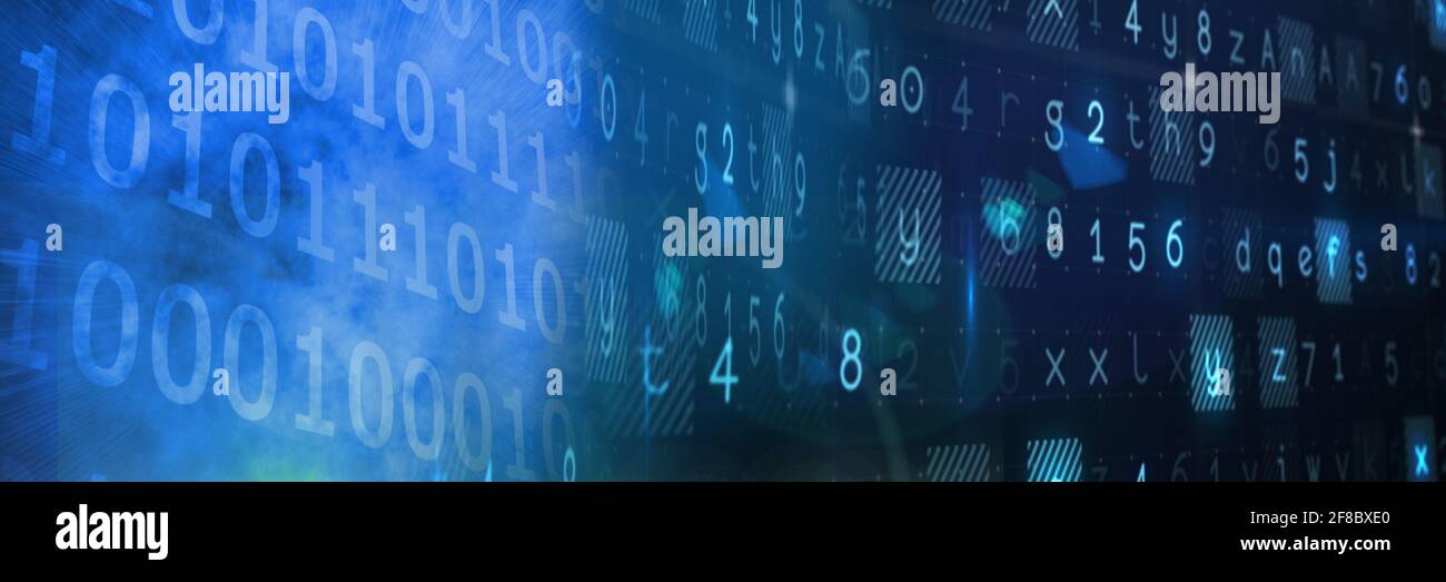 Computer code processing over blue background, technology, programming ...