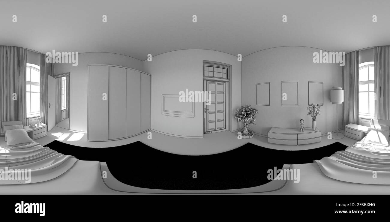 spherical panorama of the interior, 3D illustration Stock Photo - Alamy