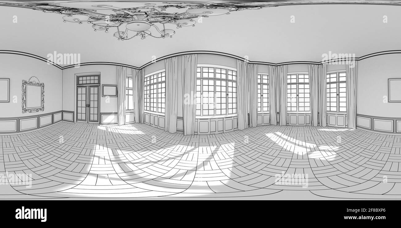 spherical panorama of the interior, 3D illustration Stock Photo - Alamy