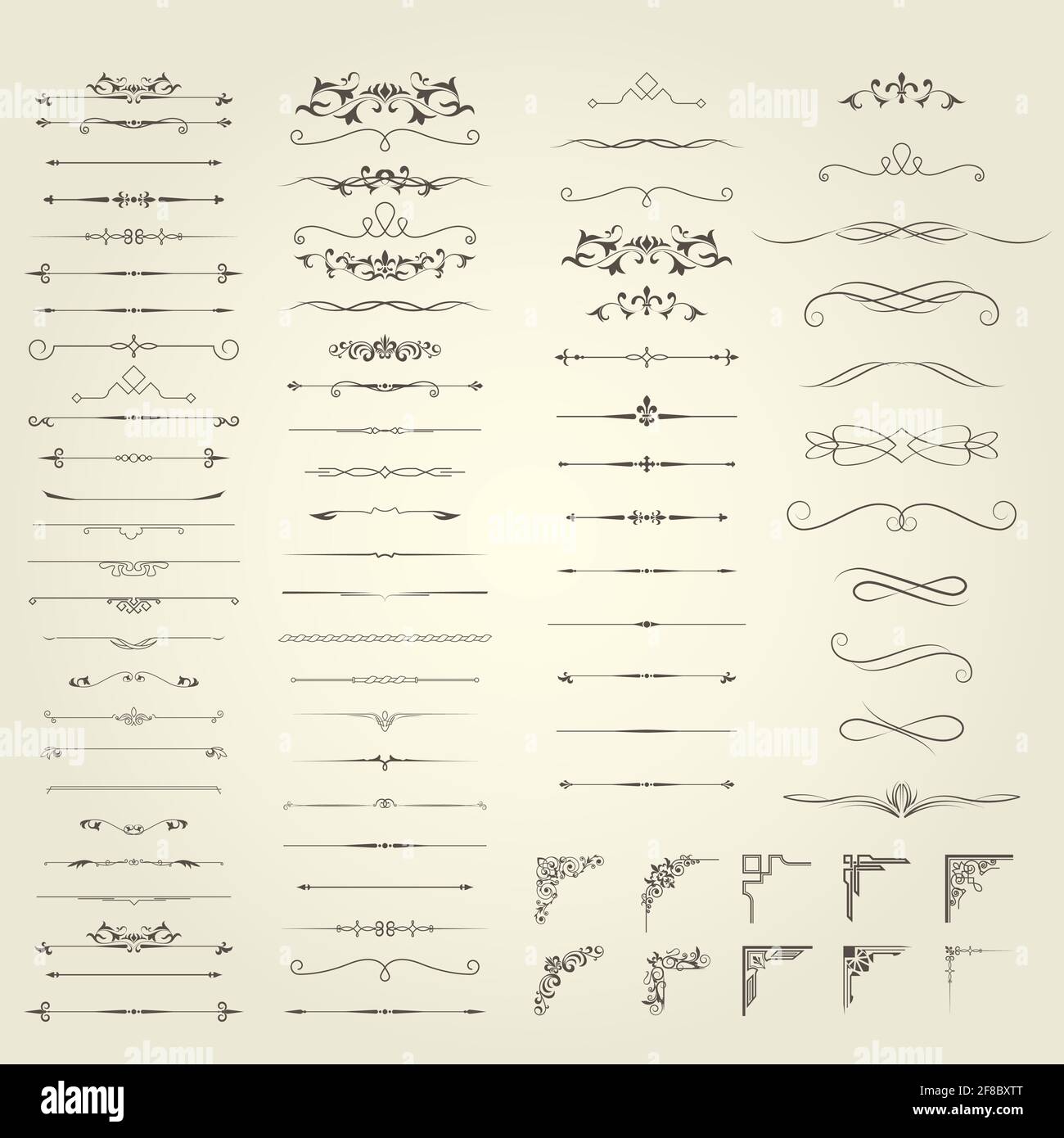 Set of vintage book vignettes, dividers, corners and separators ...