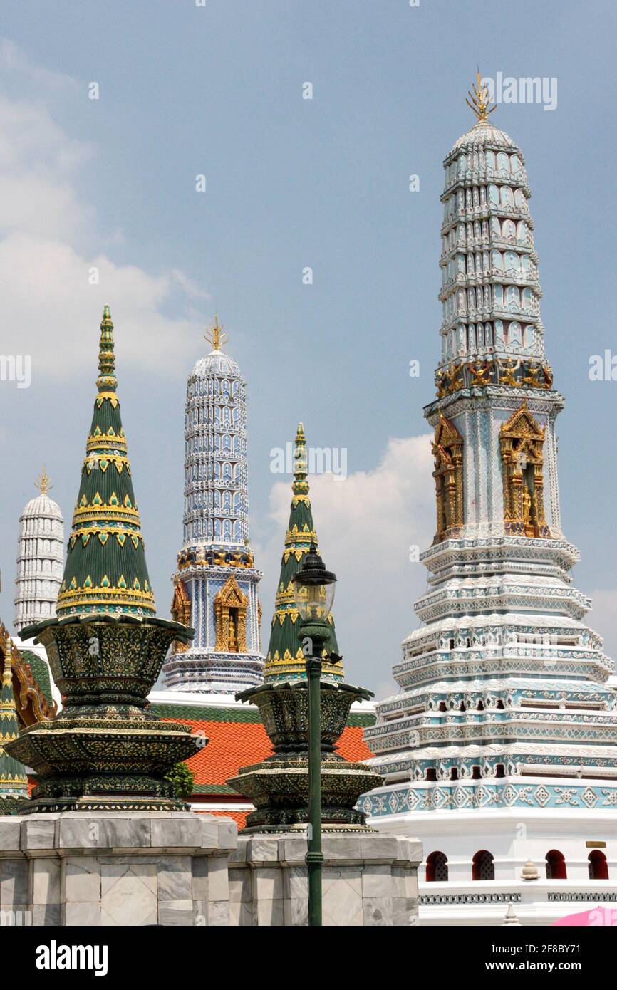 Temple spires at Wat Phra Kaew in Bangkok, Thailand Stock Photo - Alamy