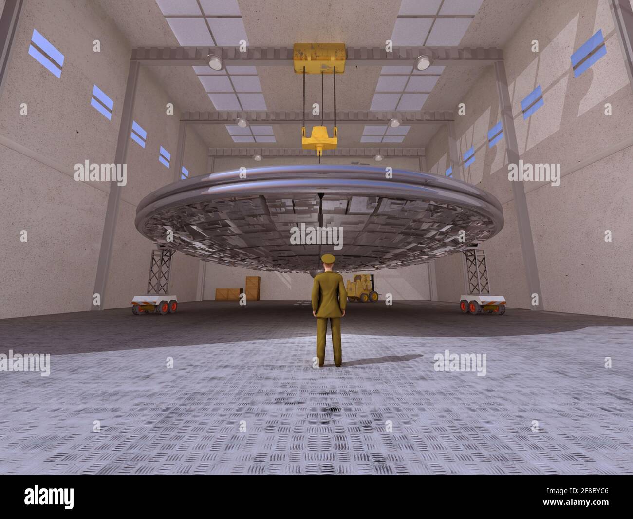 UFO in a hangar Stock Photo - Alamy