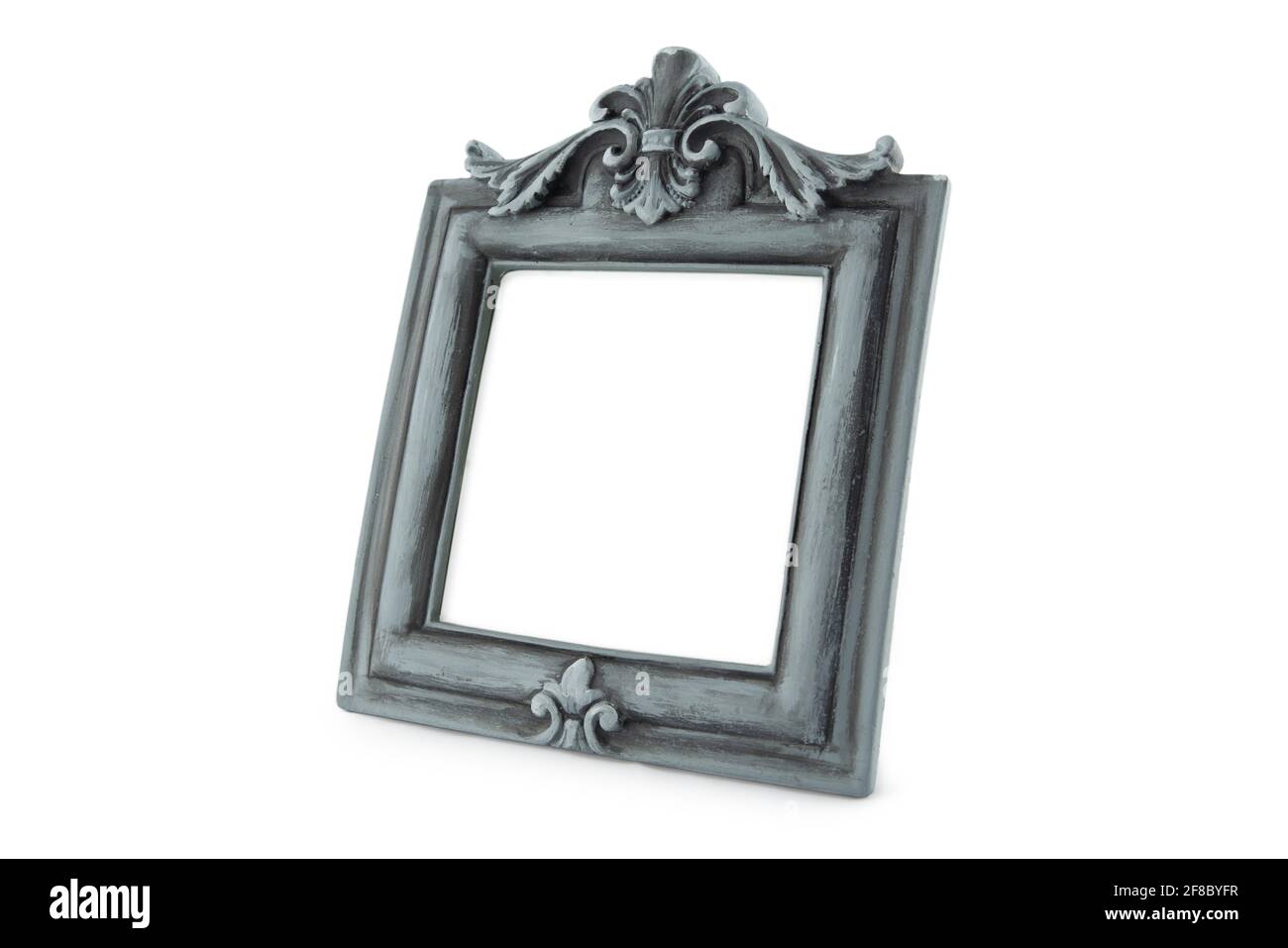 Baroque style photo frame with floral patterns, isolated on white ...