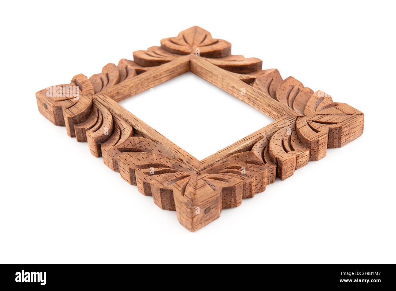 Vintage carved wooden photo frame, isolated on white background Stock ...