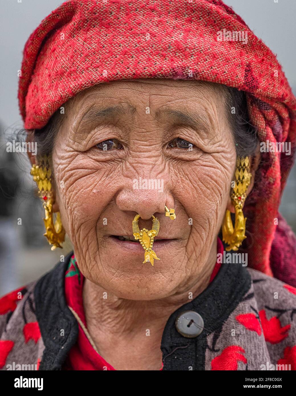 Nepalese Woman Traditional Nose Ring High Resolution Stock Photography ...
