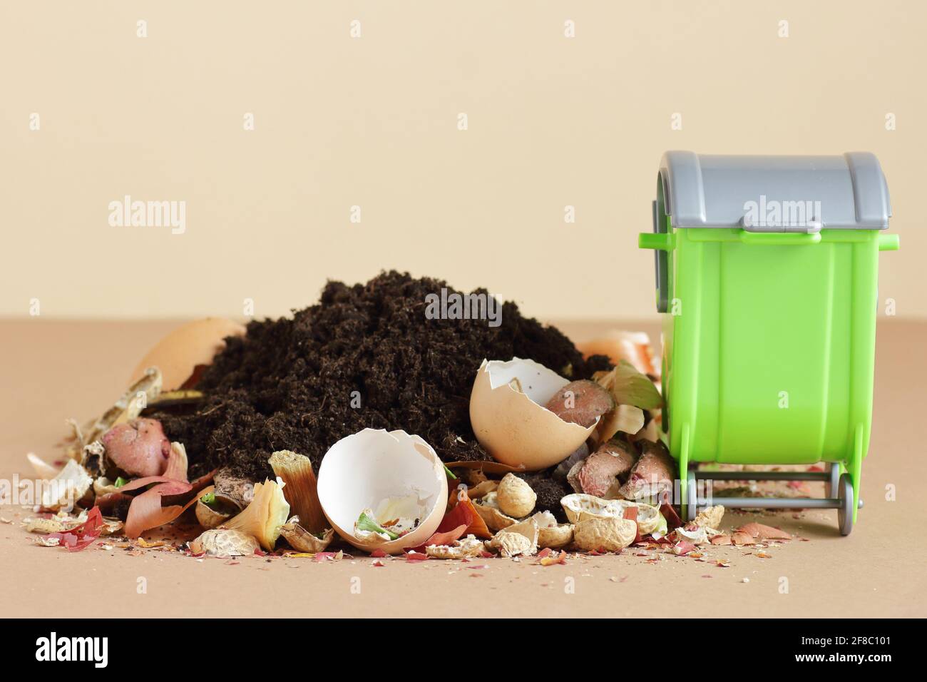 Organic waste, heap of biodegradable food compost with decomposed ...