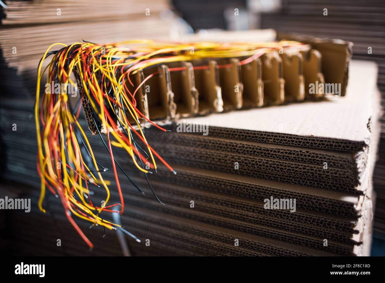 Bundle of cut thin wires with color connections Stock Photo - Alamy