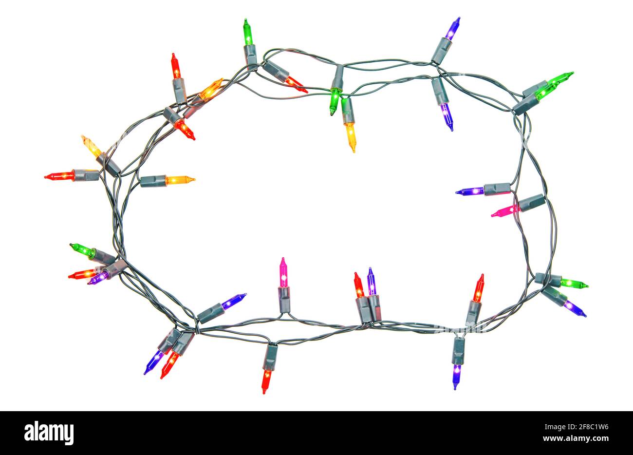 Christmas lights string isolated on white background with clipping path ...