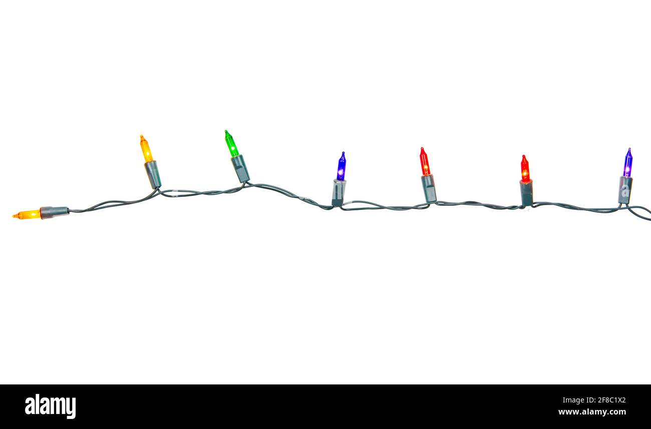 Christmas lights string isolated on white background with clipping path ...
