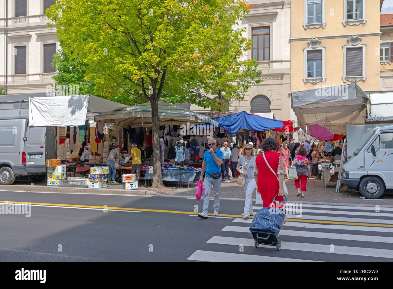 Como, Italy - June 15, 2019: Shoppers at Open Street Market Saturday in ...