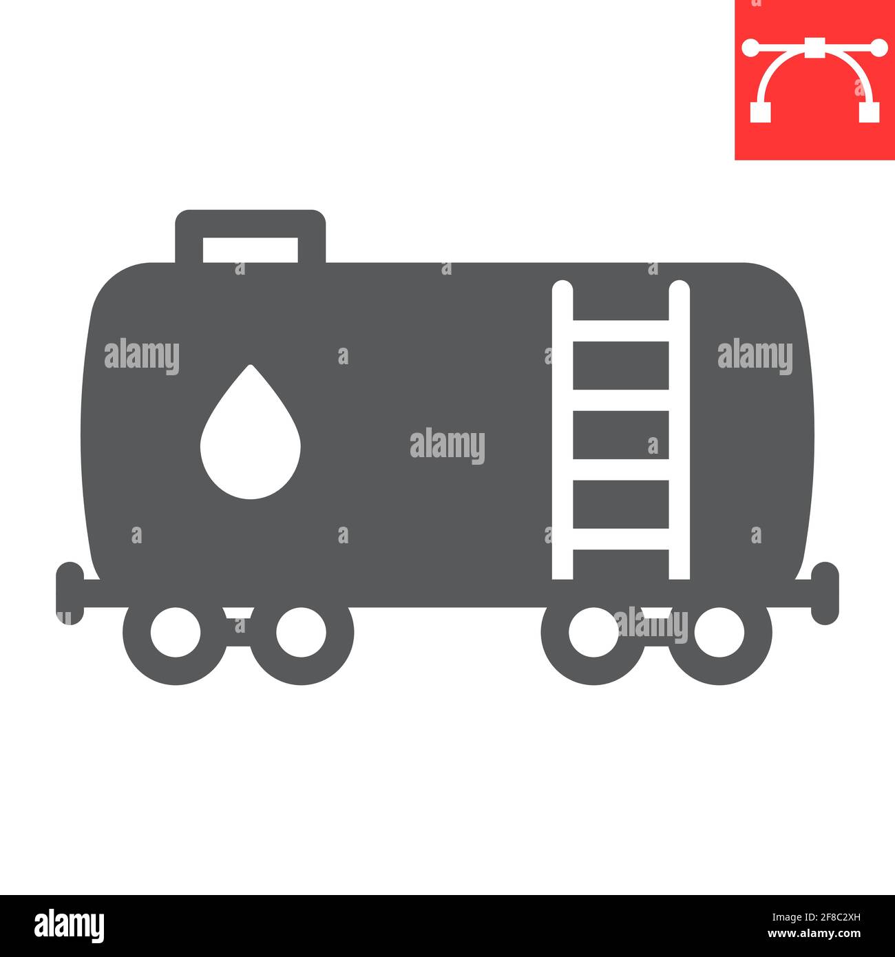 Oil railway tank glyph icon, oil train and fuel carriage, oil tank ...