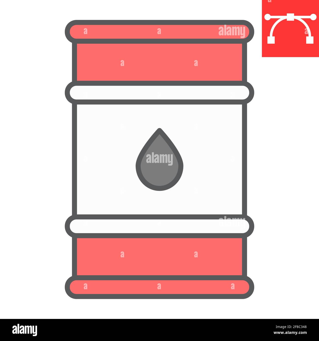 Oil barrel color line icon, industry and fuel, oil drum container ...