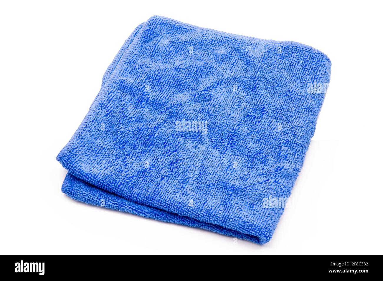 Blue microfiber cloth isolated on white background with clipping path ...