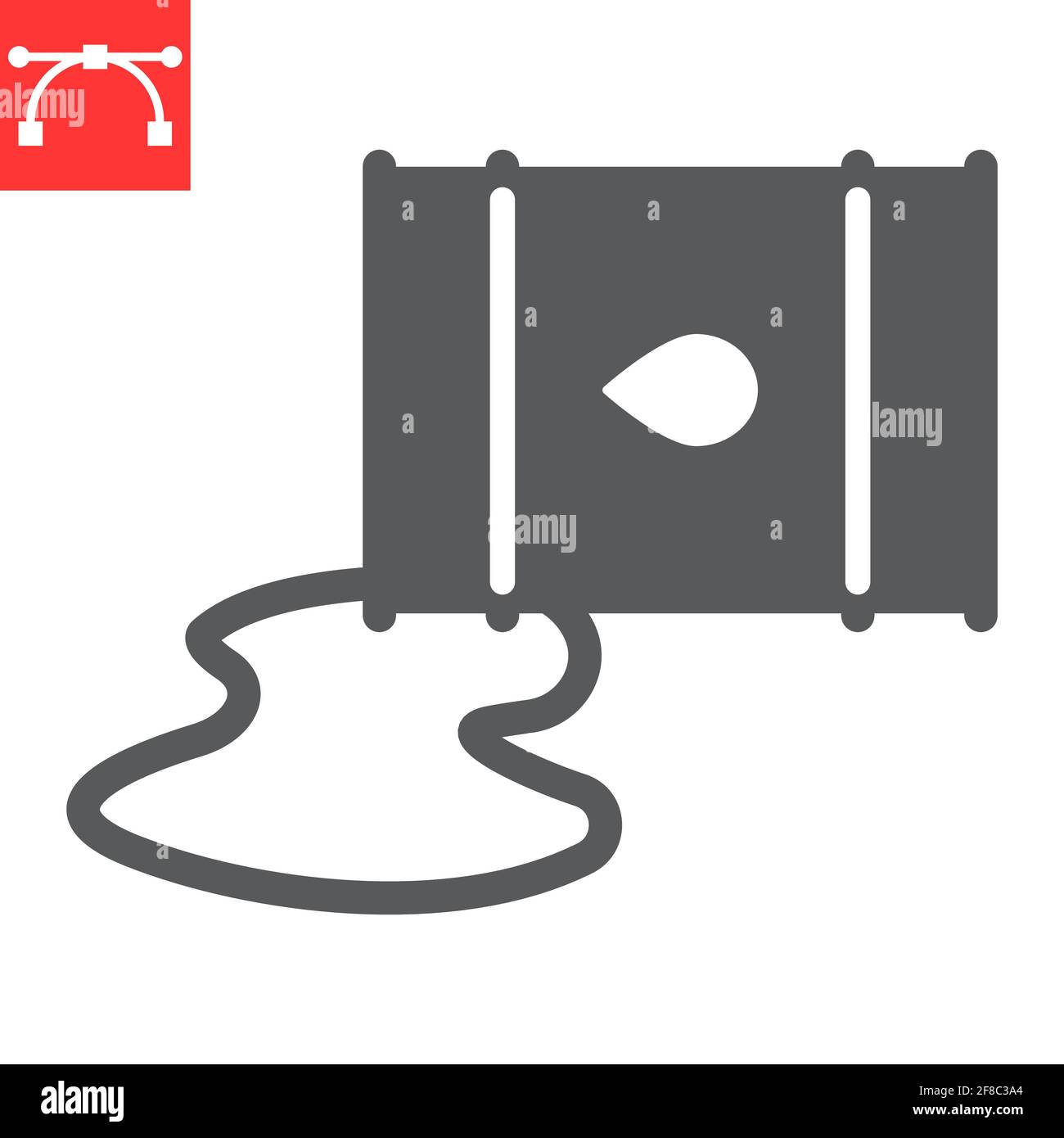 Oil spill glyph icon, spilled oil and fuel, oil barrel leak vector icon ...