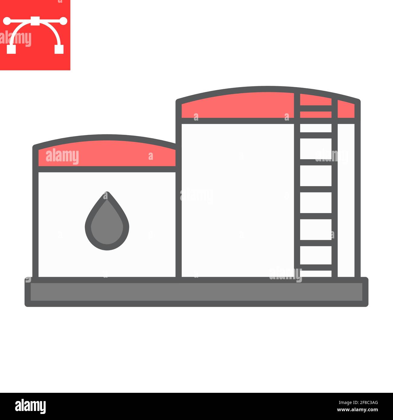 Oil storage color line icon, industry and petroleum, oil tank vector ...