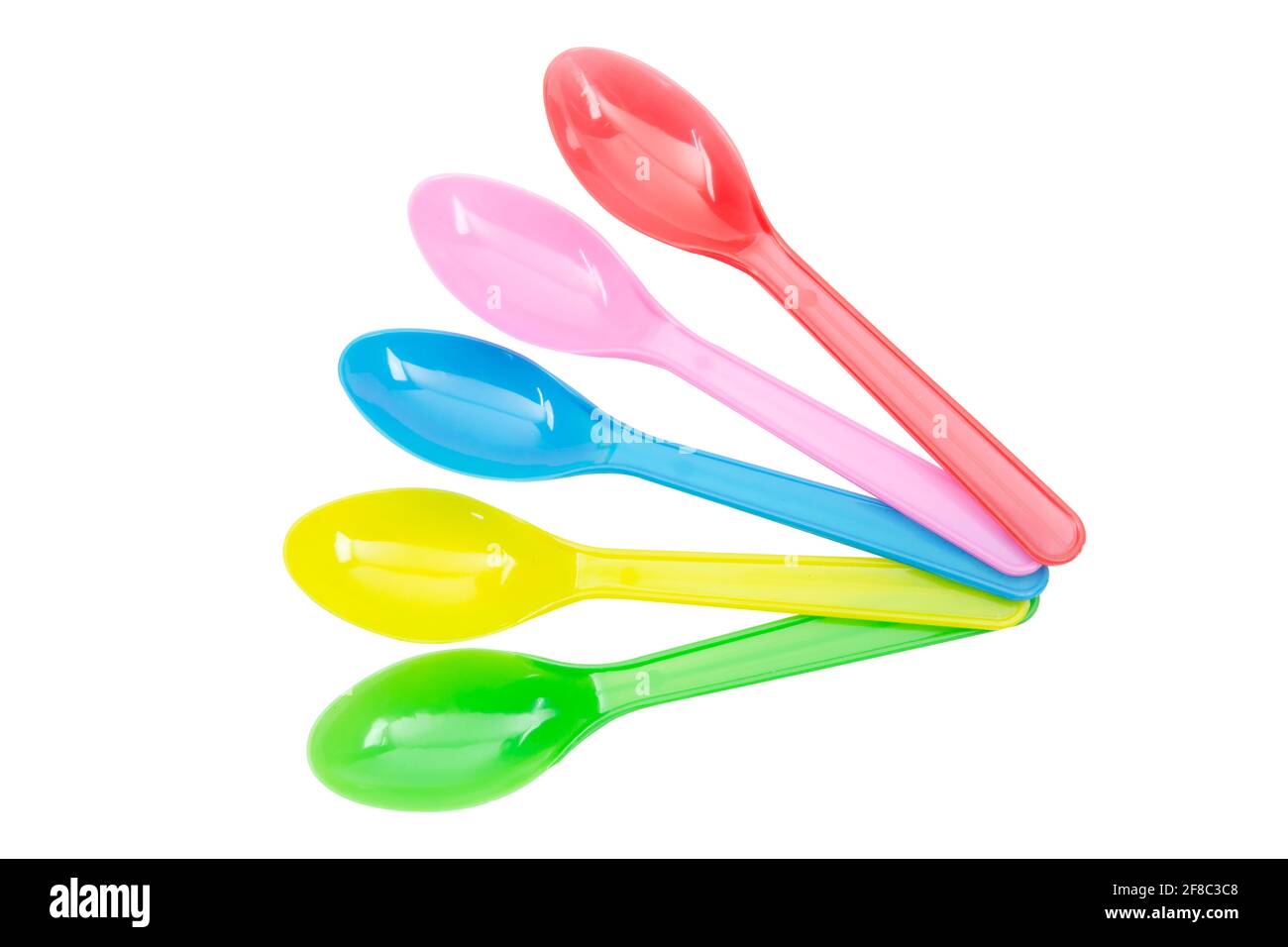 Colorful plastic spoons collection for party isolated on white Stock ...