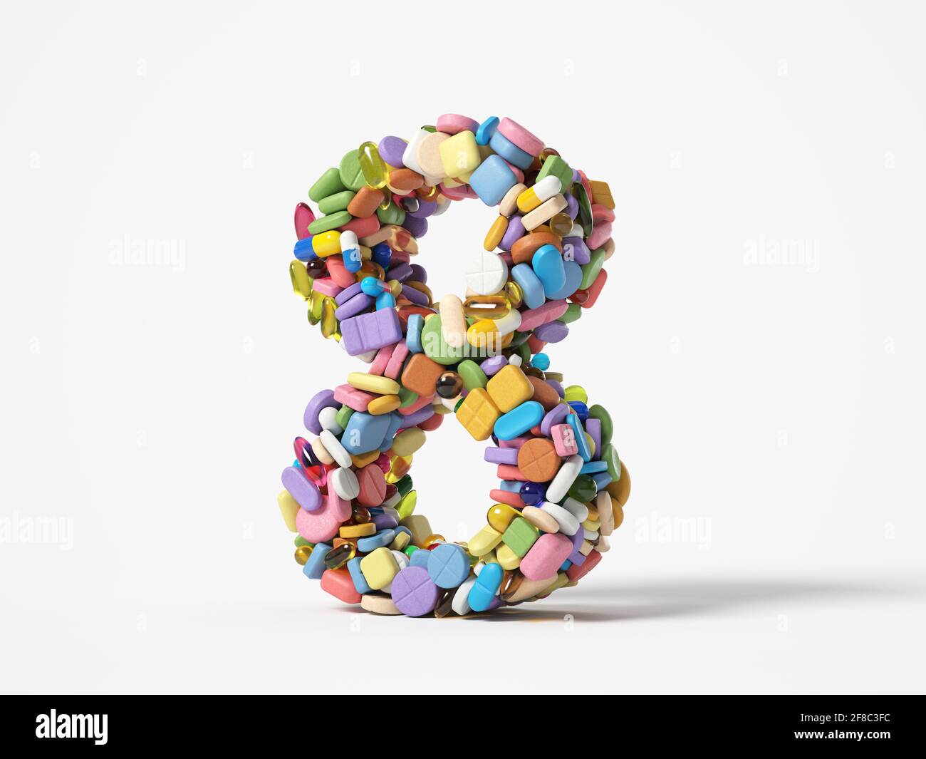 different pills stack in shape of number 8. suitable for medicine ...