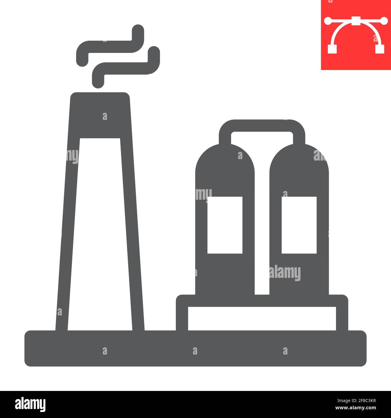 Refinery glyph icon, factory and industry, chemical plant vector icon ...