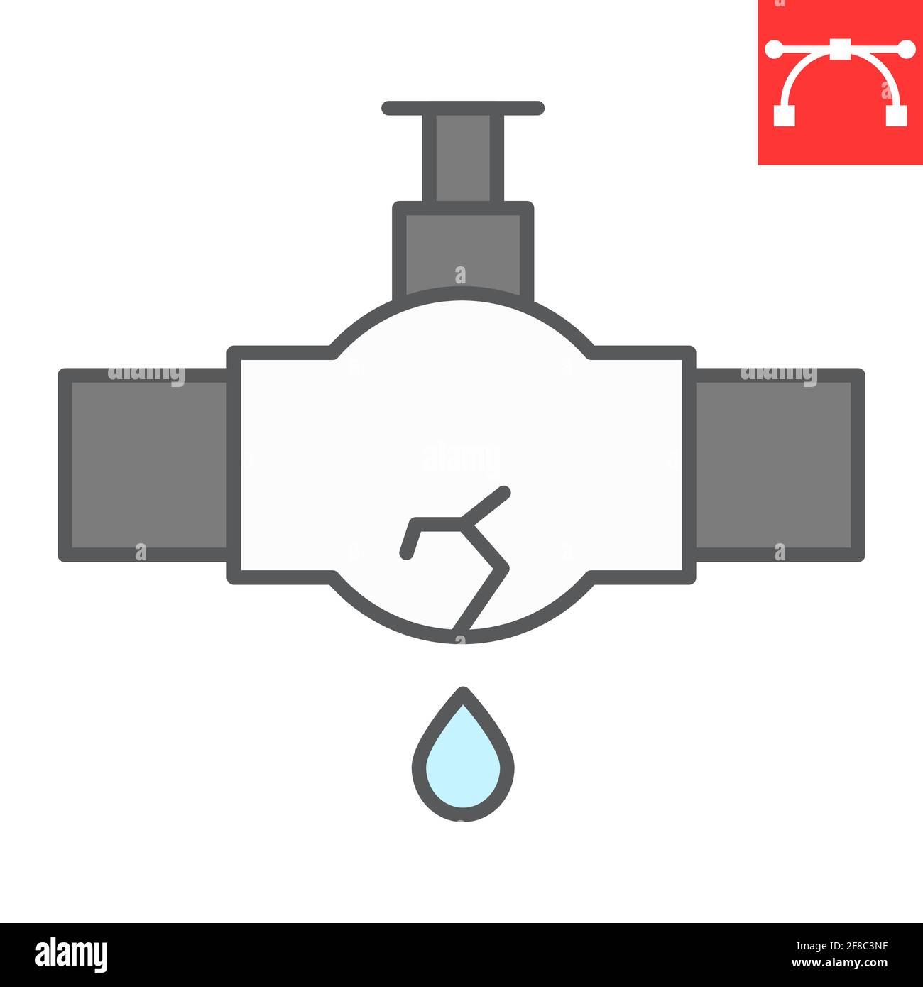 Burst oil pipe color line icon, water leak and oil industry, burst pipe ...