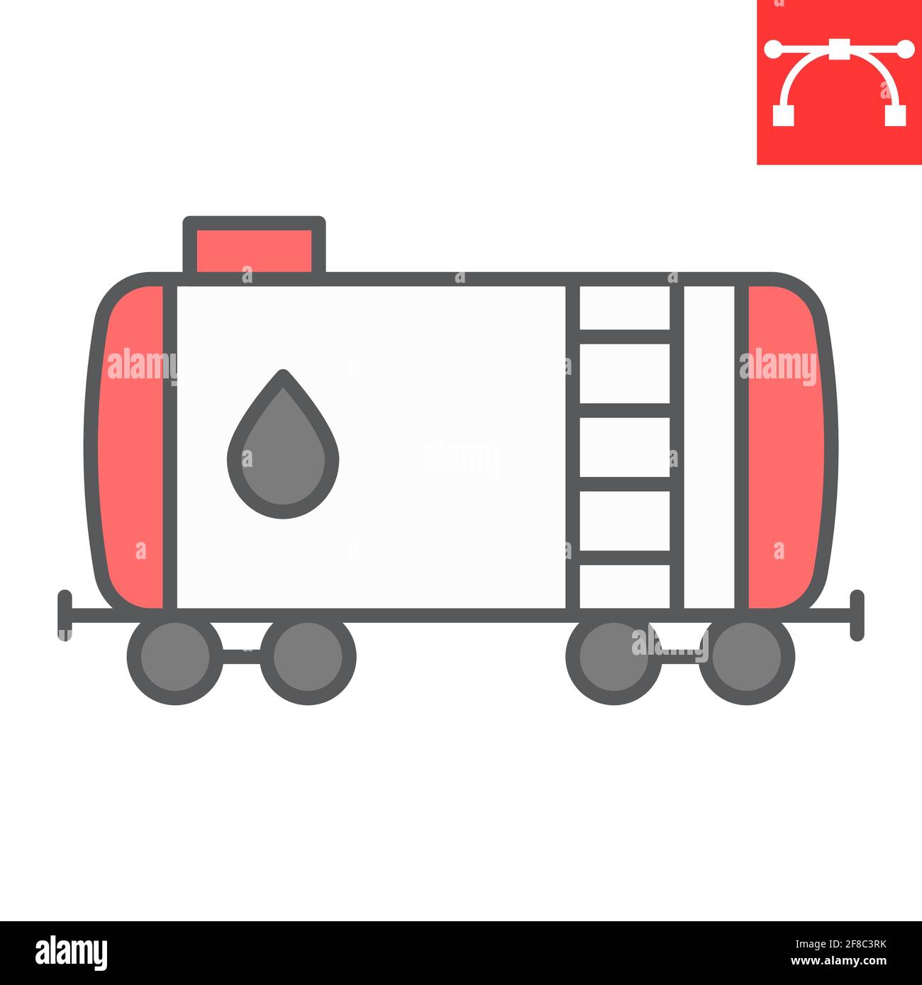 Oil railway tank color line icon, oil train and fuel carriage, oil tank ...