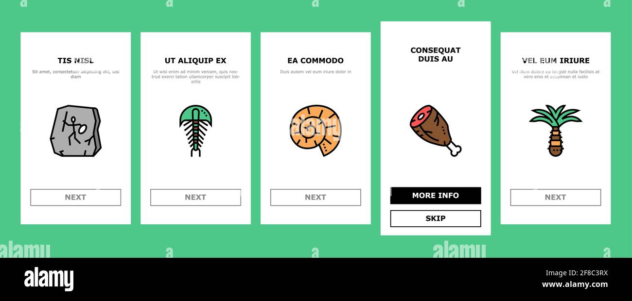 Prehistoric Period Onboarding Icons Set Vector Stock Vector Image & Art ...