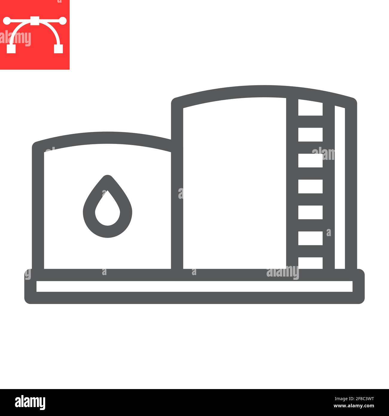 Oil storage line icon, industry and petroleum, oil tank vector icon ...