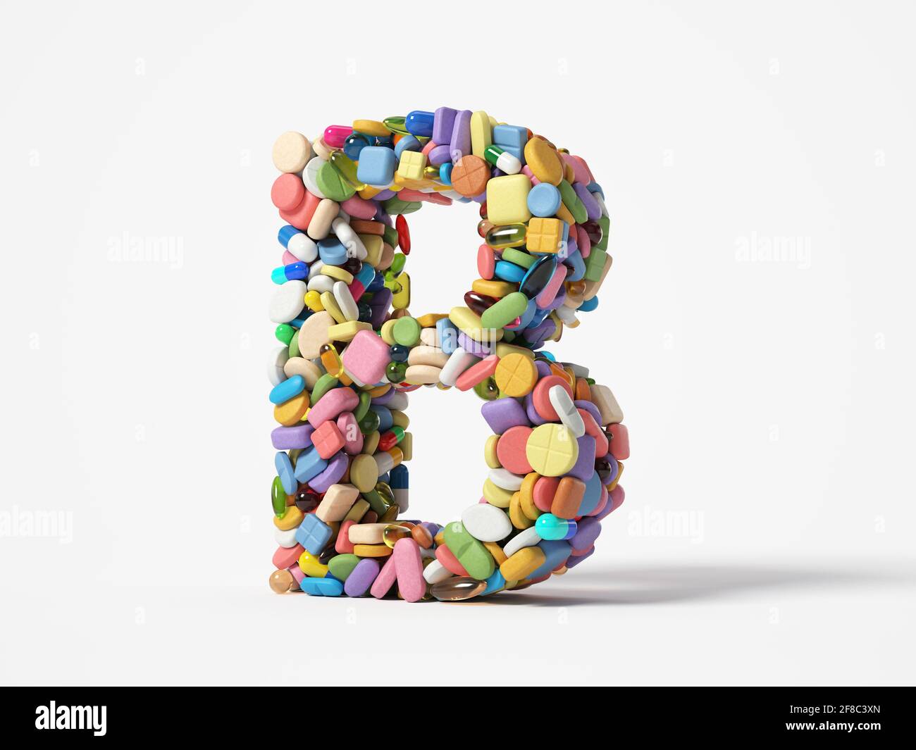 different pills stack in shape of letter B. suitable for medicine ...