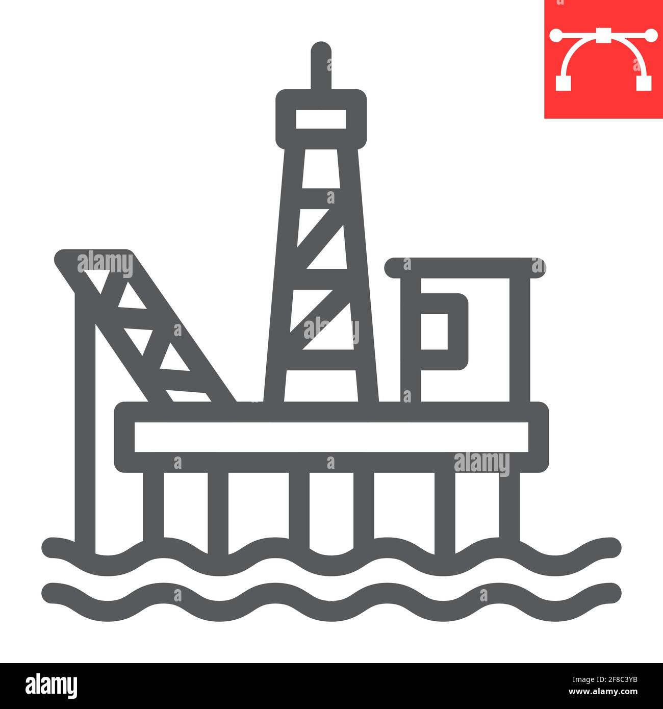 Oil platform line icon, gas rig and industry, oil platform vector icon ...
