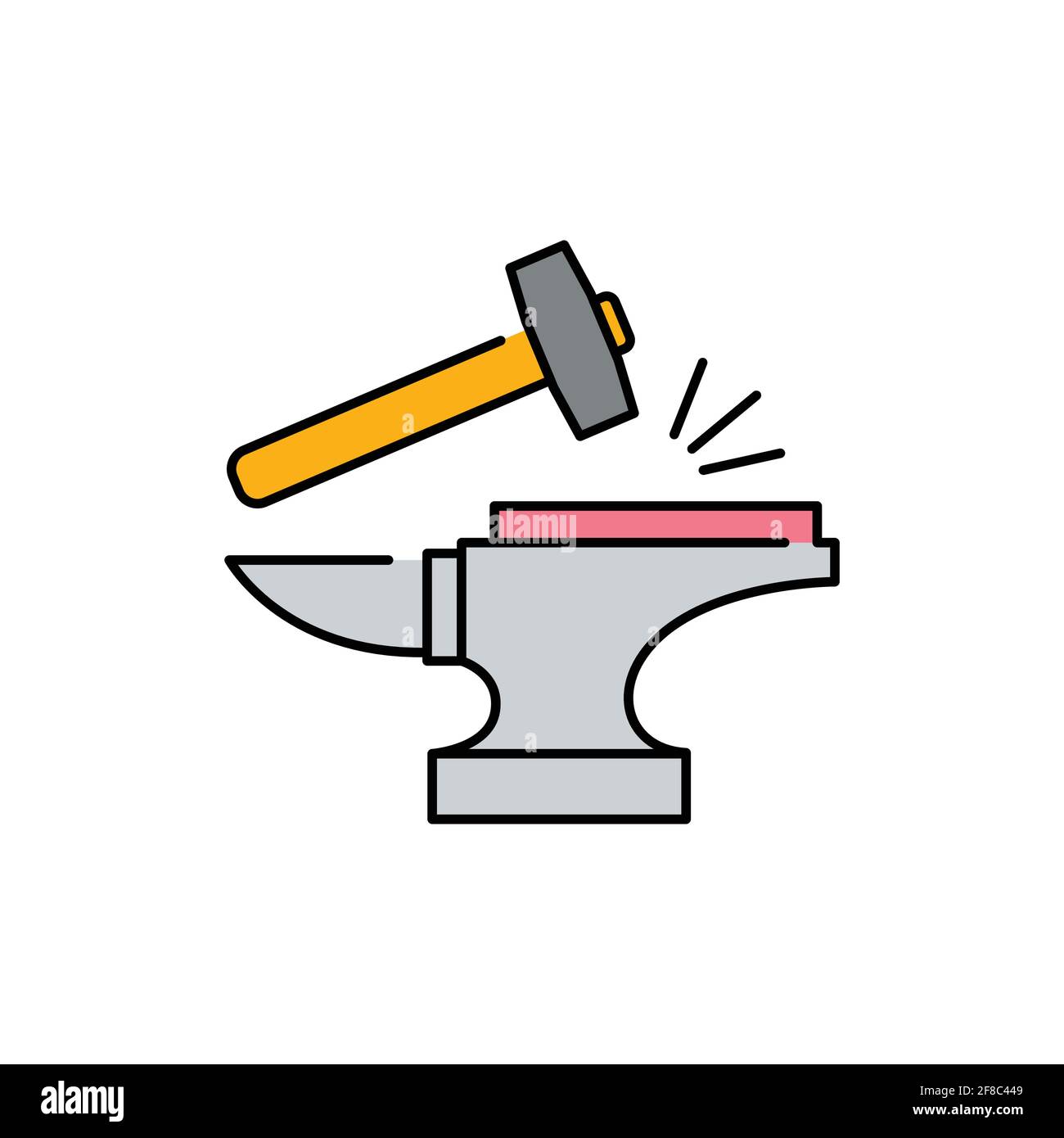 Blacksmith craft olor line icon. Pictogram for web page, mobile app ...