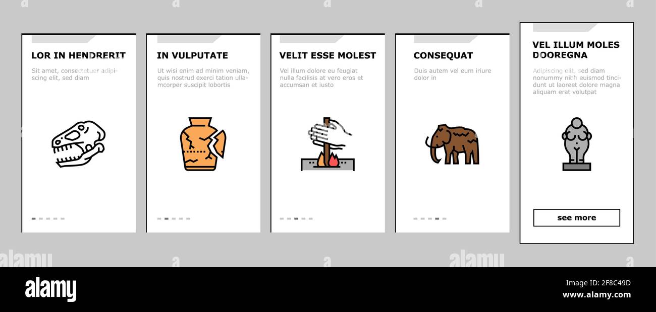 Prehistoric Period Onboarding Icons Set Vector Stock Vector Image & Art ...