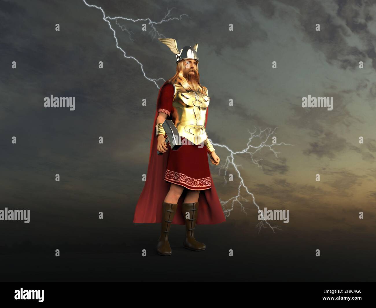 illustration of God Thor Stock Photo - Alamy