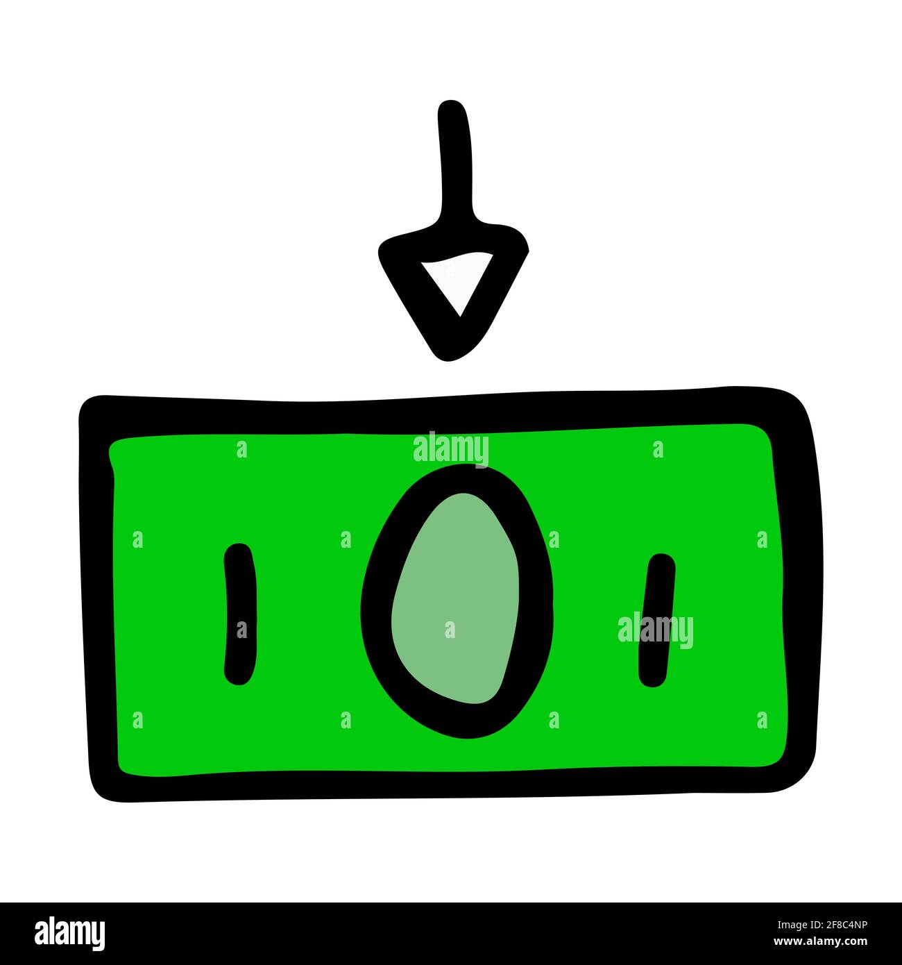 Receiving money with a bill and an arrow hand drawn doodle isolated ...