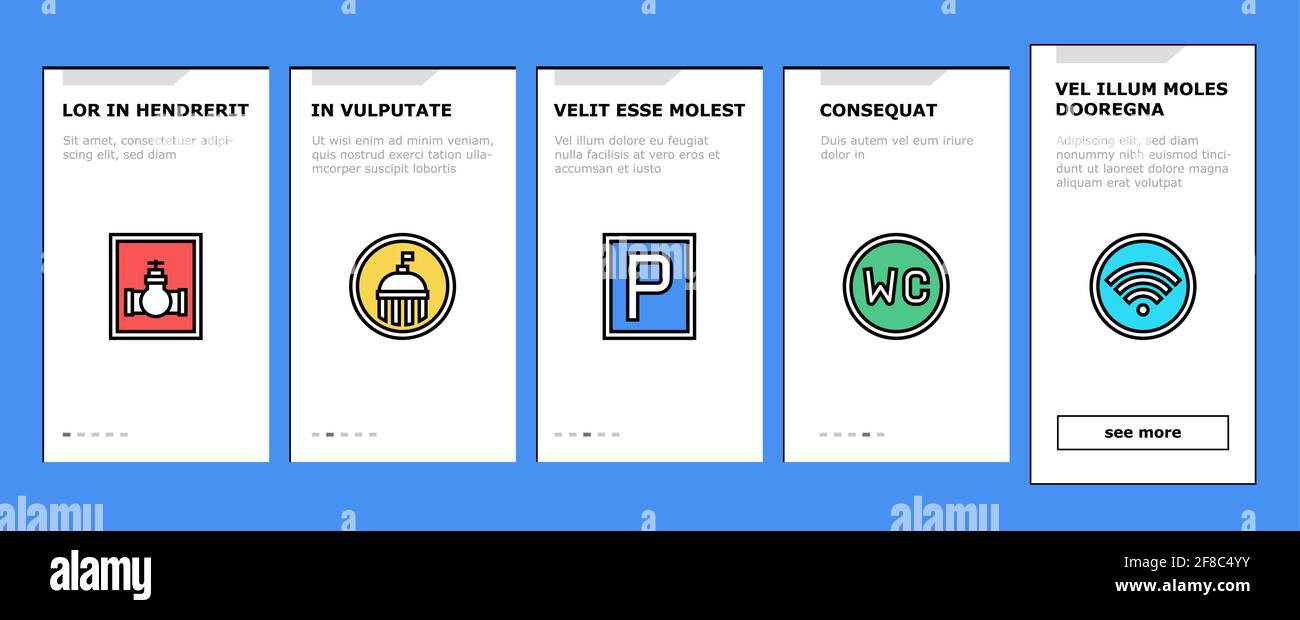 Public Service Signs Onboarding Icons Set Vector Stock Vector Image ...