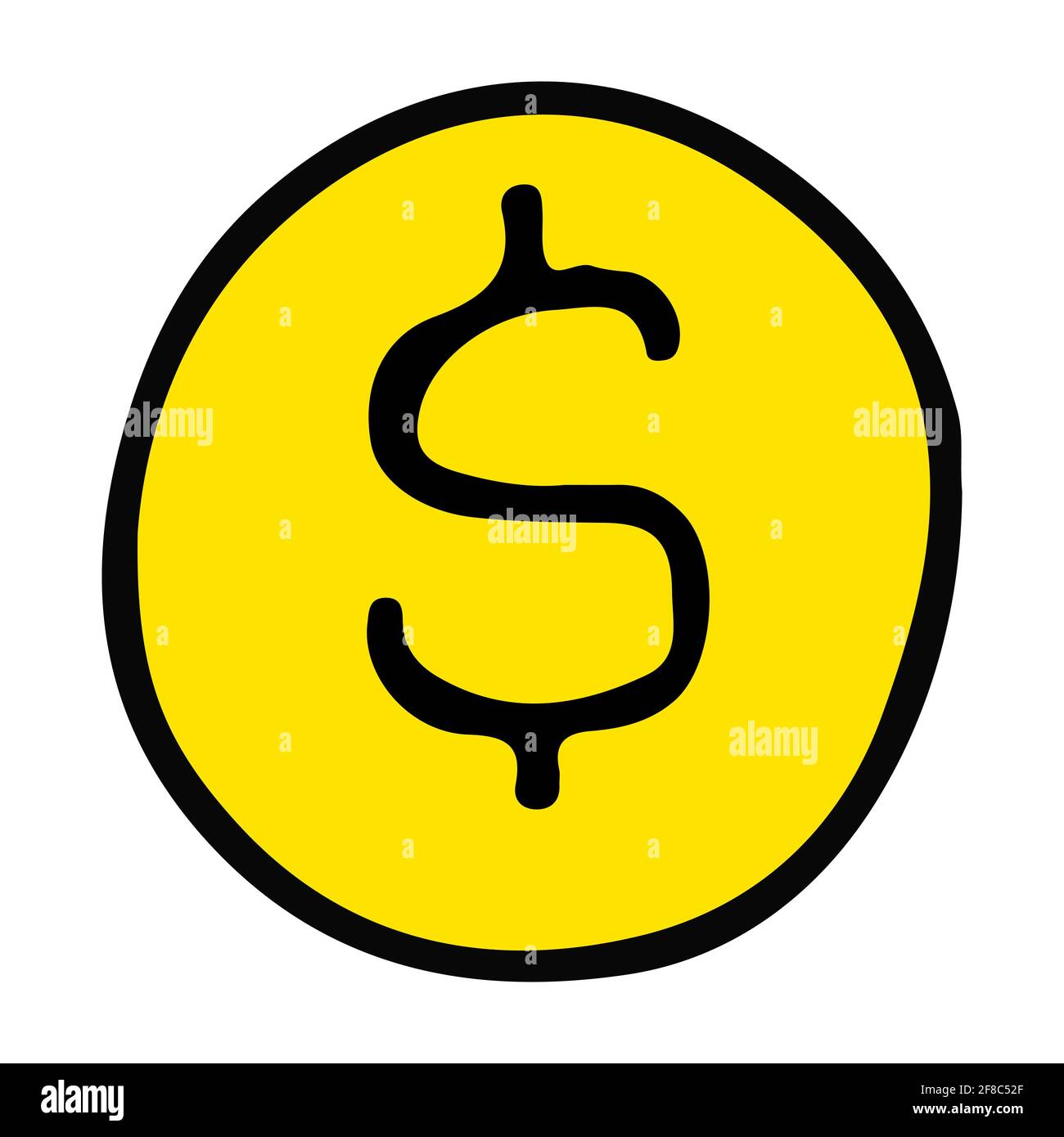 Hand drawn coin dollar sign hi-res stock photography and images - Alamy