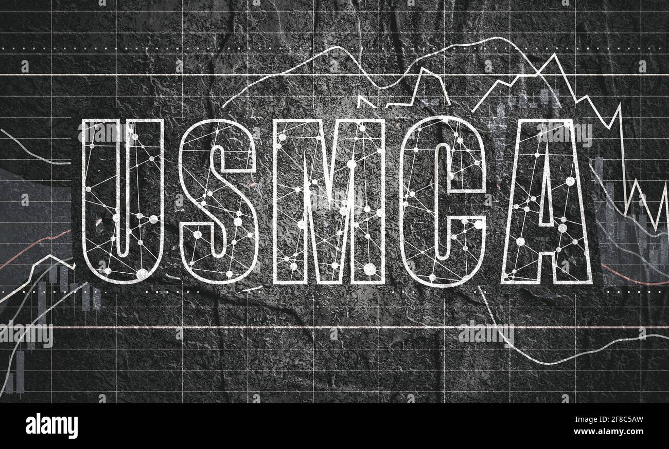 USMCA - United States Mexico Canada Agreement. Decorated USMCA letters ...