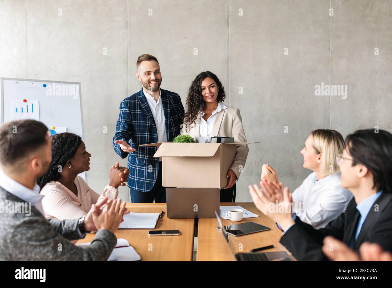Manager Introducing New Worker To Group Of Colleagues In Office Stock ...