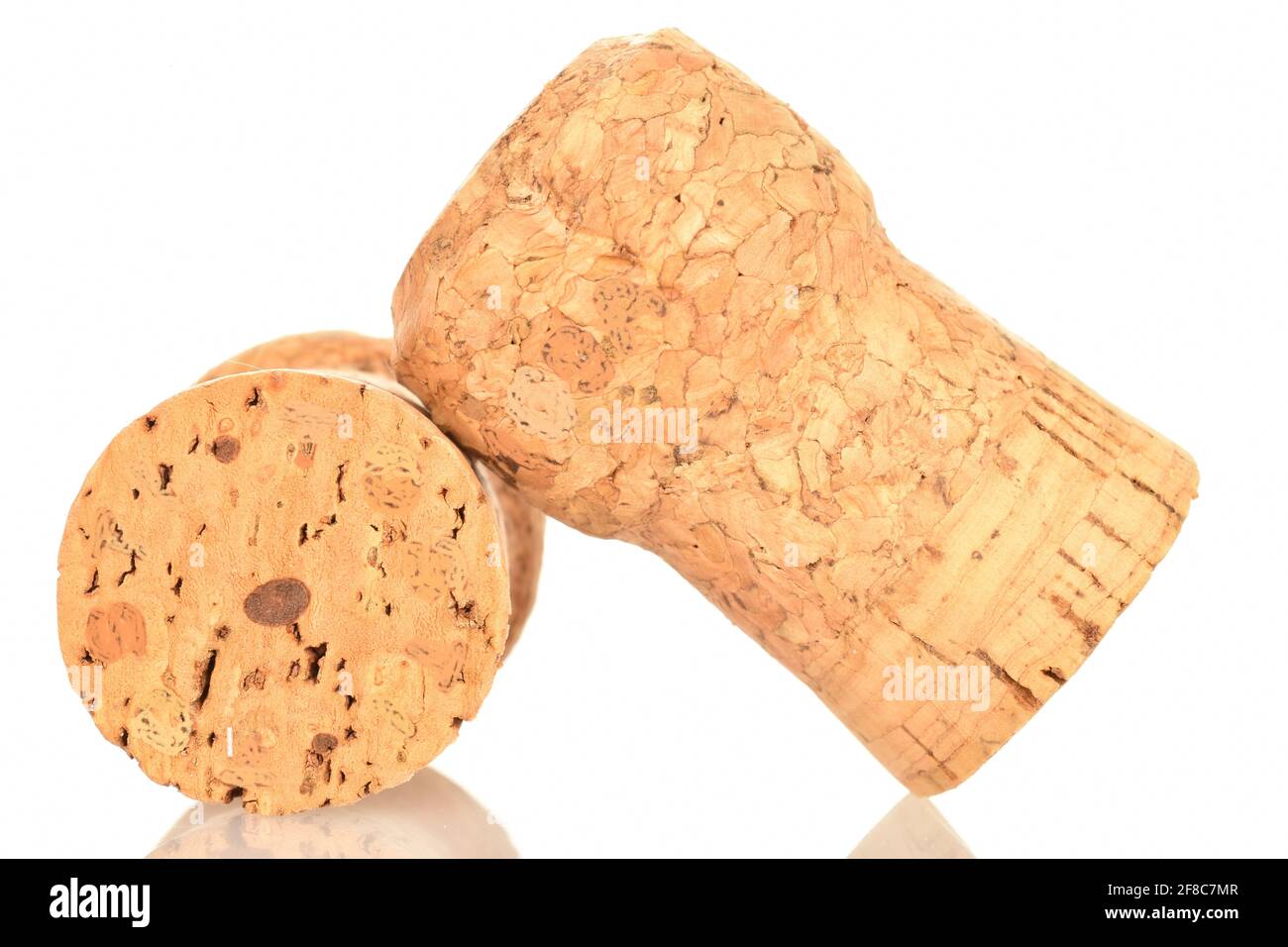 Two wine corks, close-up, on a white background Stock Photo - Alamy