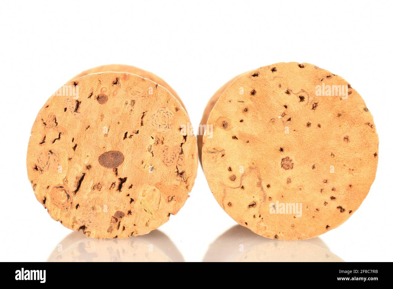 Two wine corks, close-up, on a white background Stock Photo - Alamy
