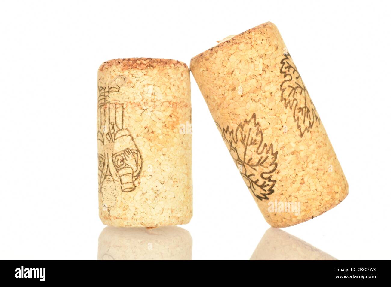 Two wine corks, close-up, on a white background Stock Photo - Alamy